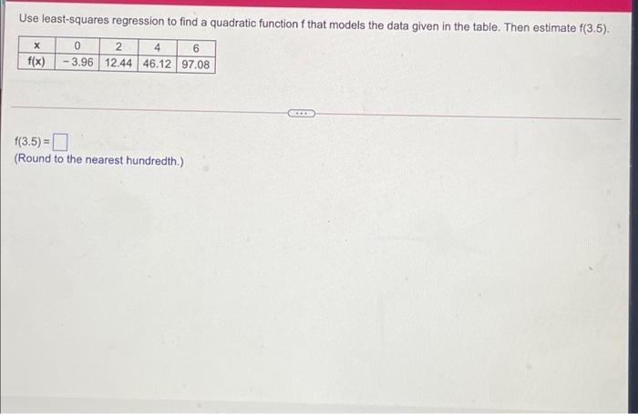 Solved Use least-squares regression to find a quadratic | Chegg.com
