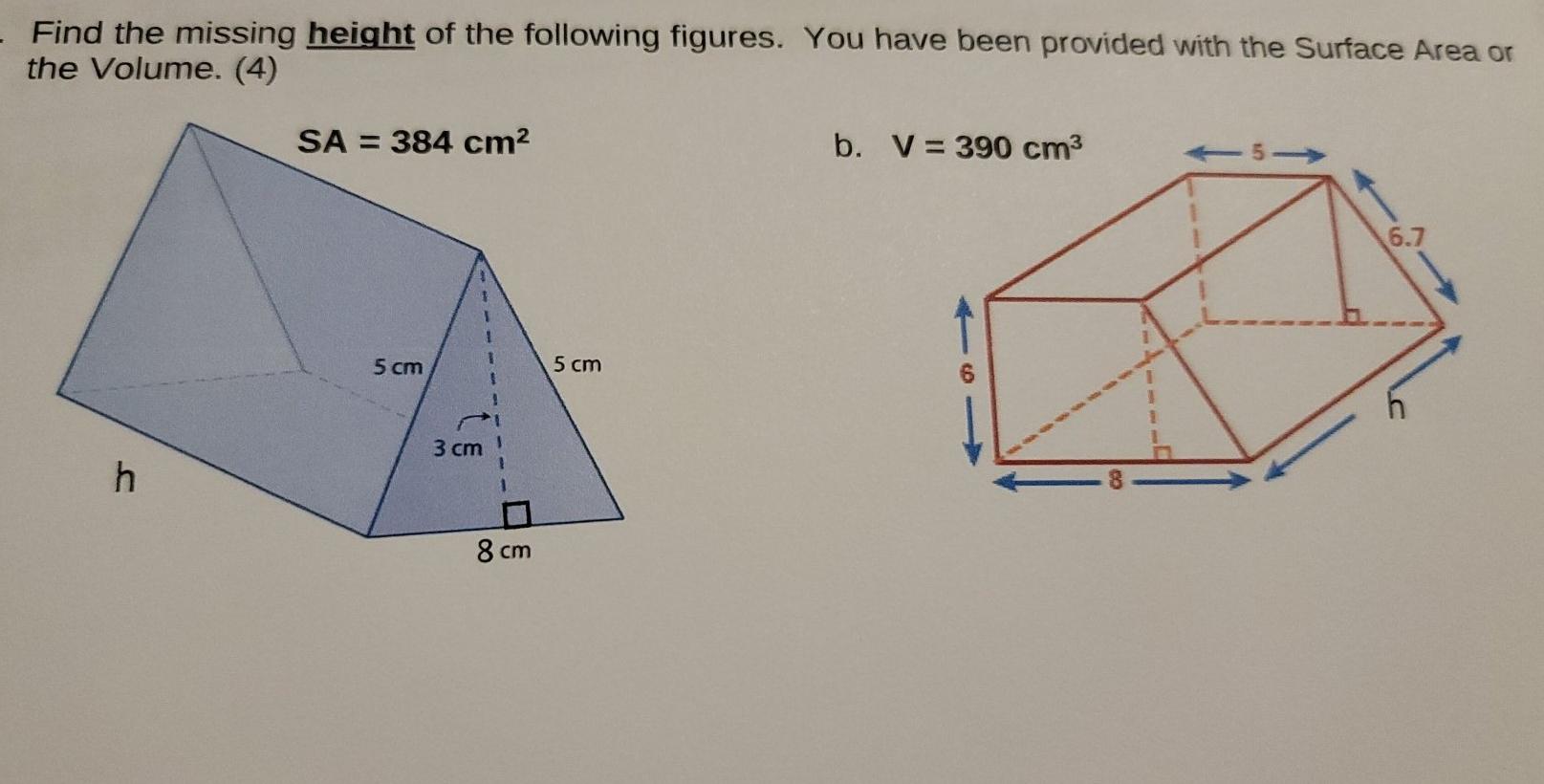 Solved Find the missing height of the following figures. You | Chegg.com
