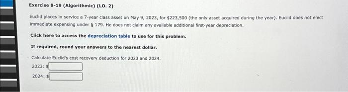 Solved Exercise 8-19 (Algorithmic) (LO. 2) Euclid places in | Chegg.com