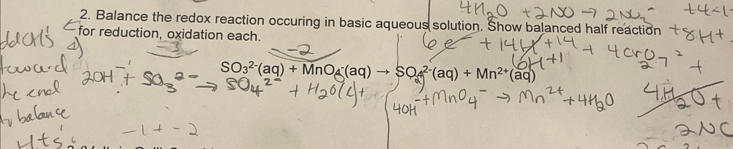 Solved Balance the redox reaction occuring in basic aqueous | Chegg.com