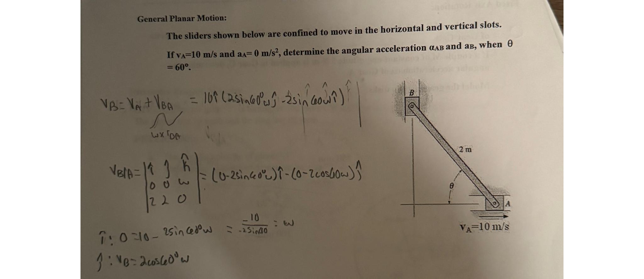 Solved General Planar Motion:The sliders shown below are | Chegg.com