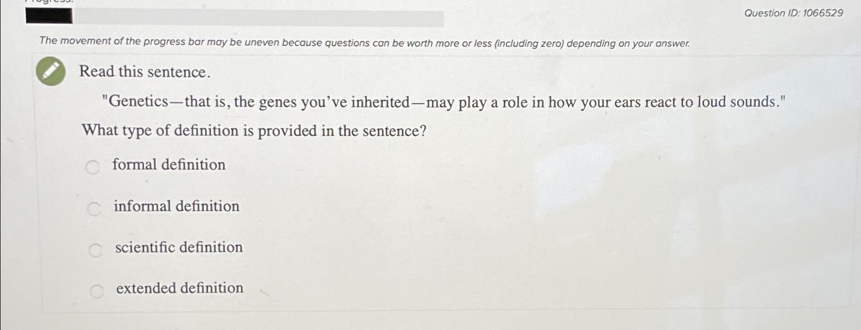 Solved Question ID: 1066529The movement of the progress bar | Chegg.com
