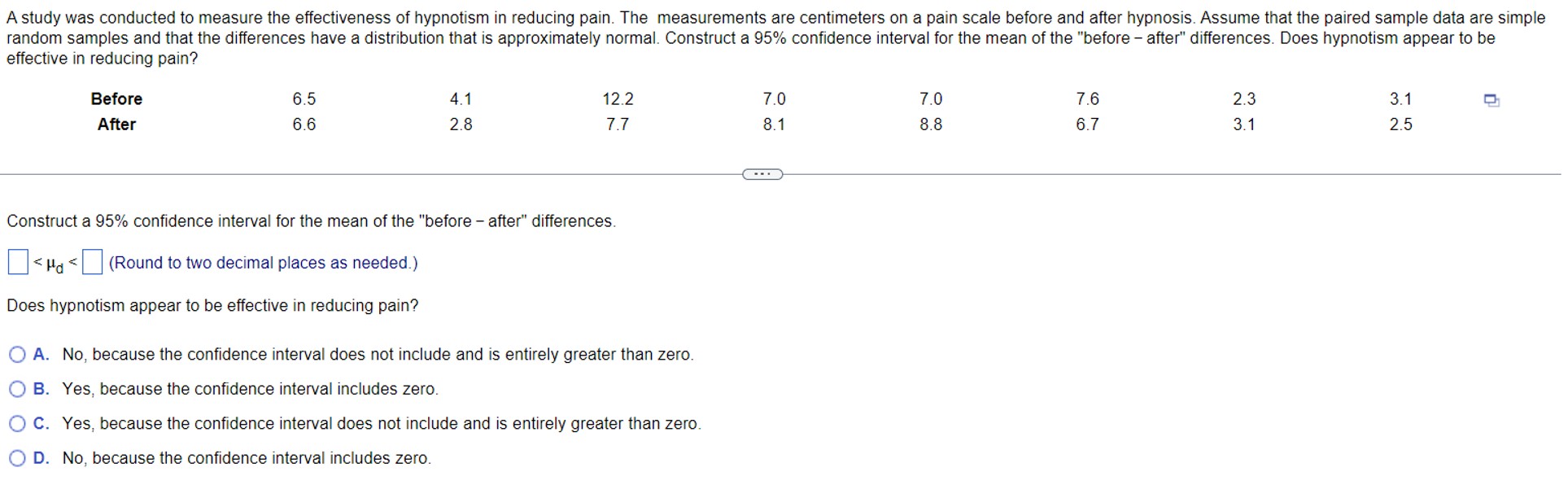 Solved effective in reducing pain?Construct a 95% | Chegg.com