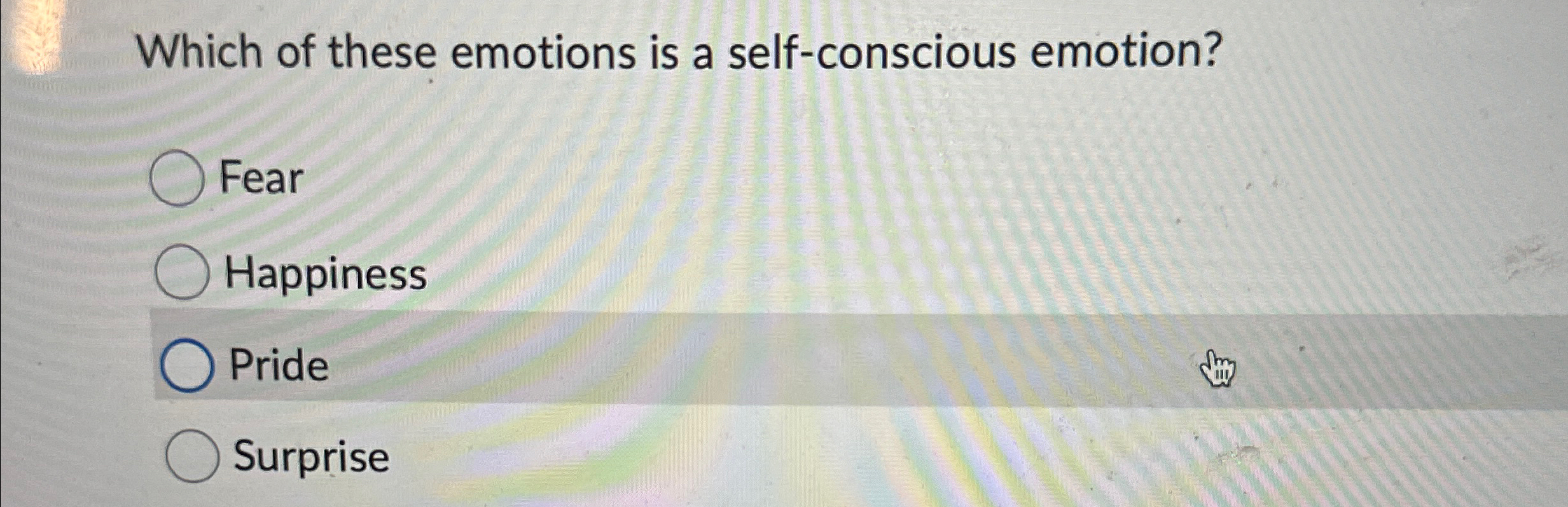 Solved Which of these emotions is a self-conscious | Chegg.com