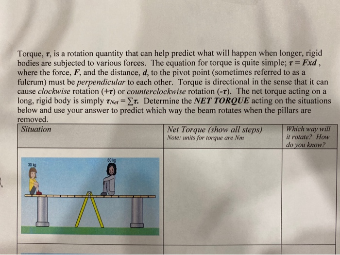 Solved Torque, r, is a rotation quantity that can help | Chegg.com