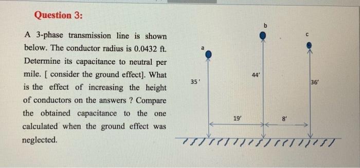 Solved A 3-phase transmission line is shown below. The | Chegg.com