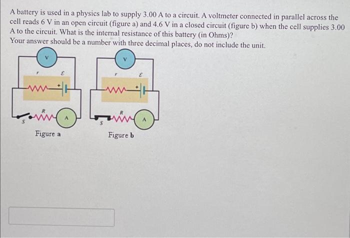 Solved A battery is used in a physics lab to supply 3.00 A | Chegg.com