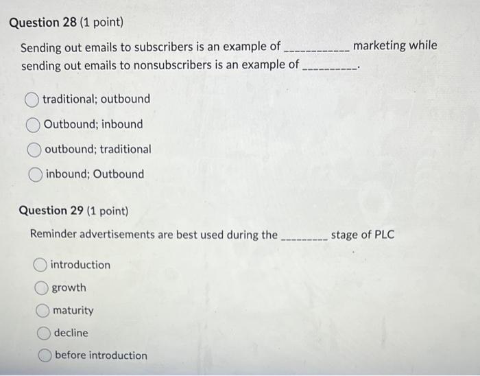 Solved Sending out emails to subscribers is an example of | Chegg.com