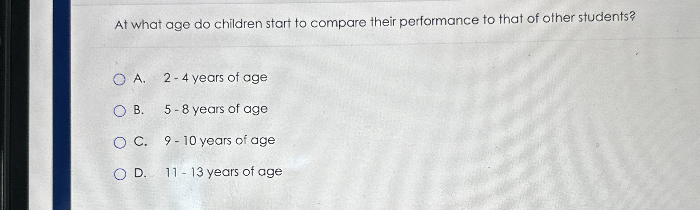 Solved At what age do children start to compare their | Chegg.com