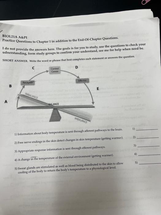 Solved BIOL21A A\&PI Practice Questions to Chapter 1 in | Chegg.com