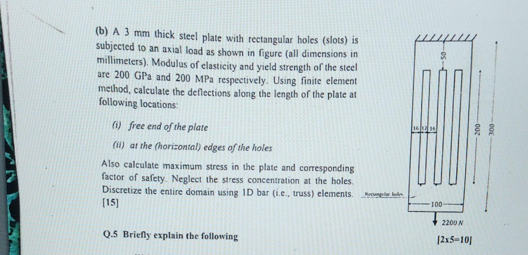 Solved (b) A 3 mm thick steel plate with rectangular holes | Chegg.com