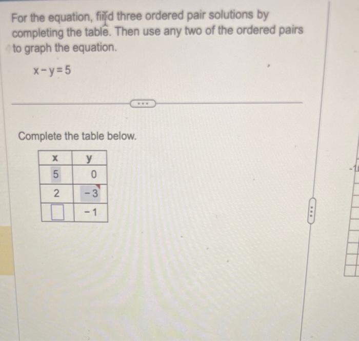 Solved For The Equation Fitid Three Ordered Pair Solutions