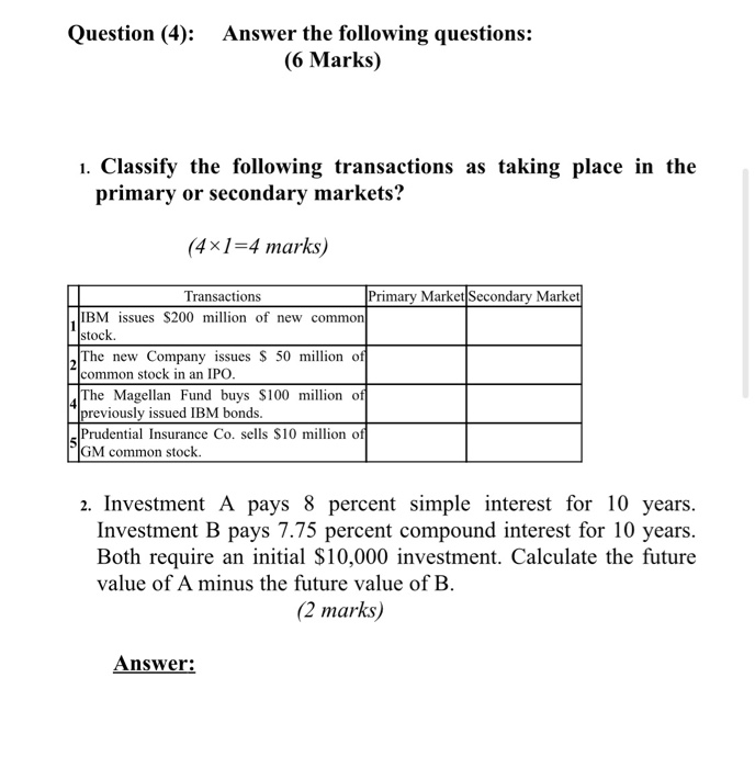 Solved Question (1): Answer the following question (4 Marks) | Chegg.com