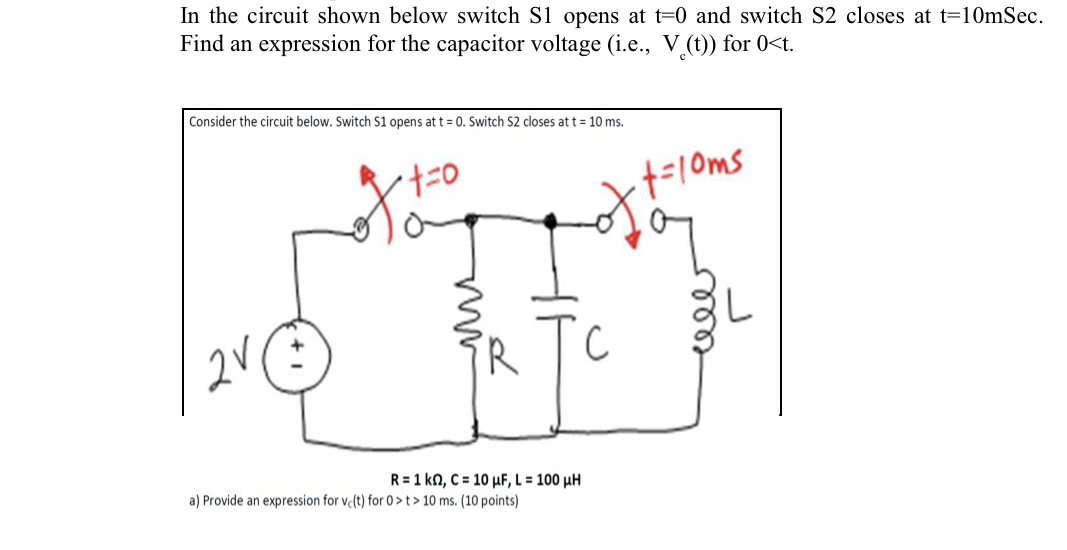 Solved In the circuit shown below switch S 1 ﻿opens at t=0 | Chegg.com