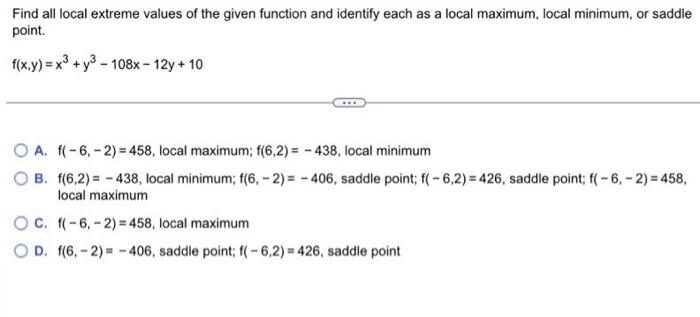 Solved Find all local extreme values of the given function | Chegg.com
