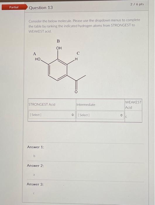 Solved Consider the below molecule. Please use the dropdown | Chegg.com