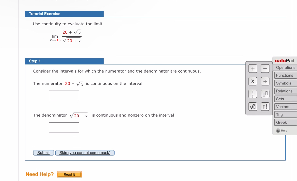 Solved Tutorial ExerciseUse continuity to evaluate the | Chegg.com