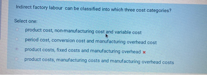 Solved Indirect factory labour can be classified into which | Chegg.com