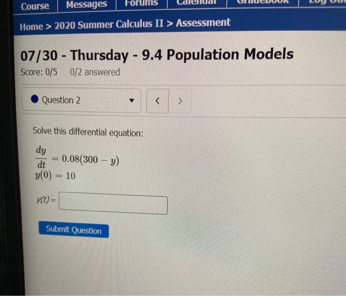 Solved Course Messages Home > 2020 Summer Calculus II > | Chegg.com