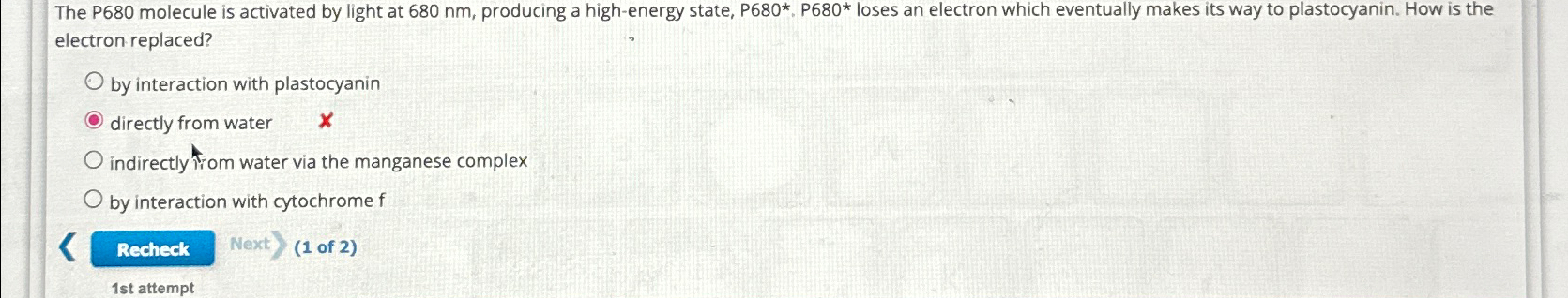 Solved The P680 ﻿molecule is activated by light at 680nm, | Chegg.com