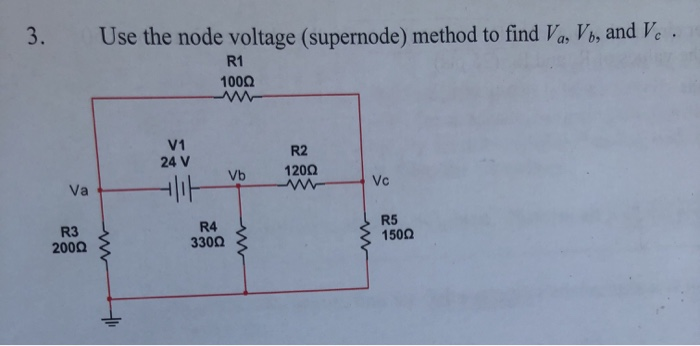 Solved 3. Use the node voltage (supernode) method to find | Chegg.com