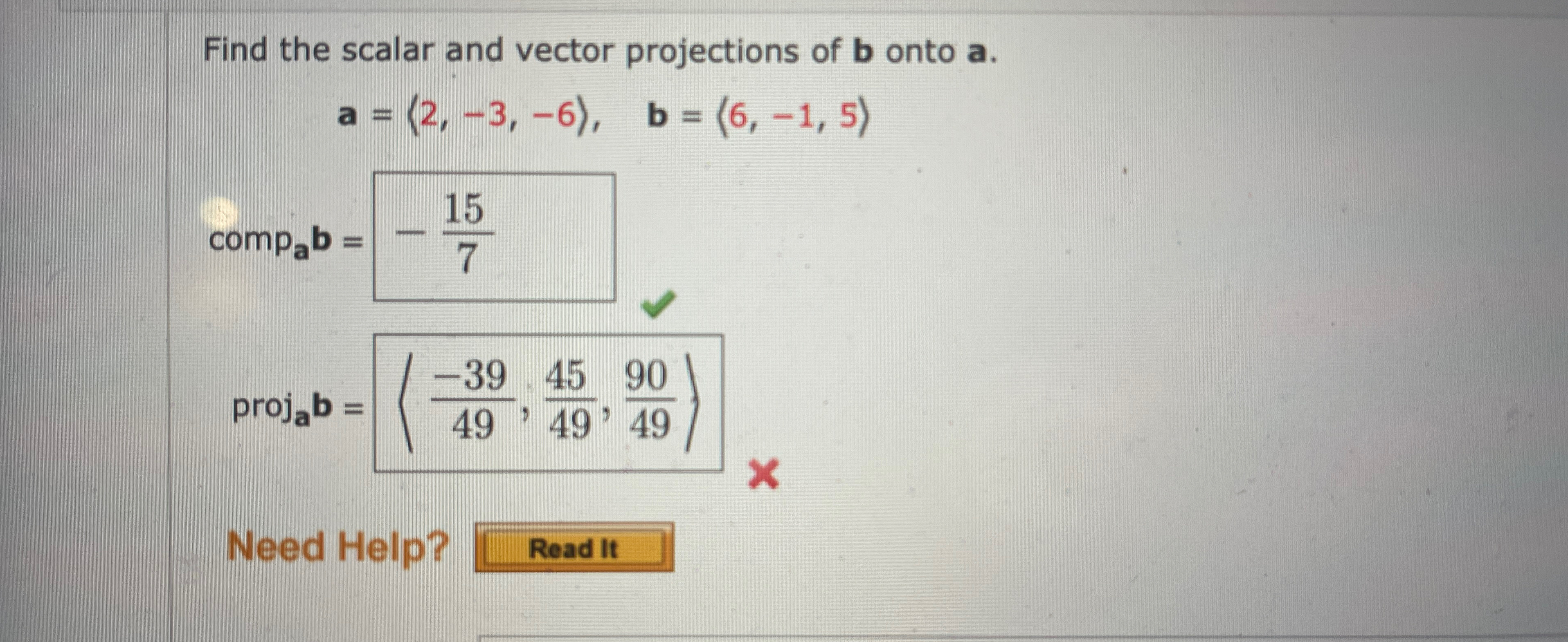 Solved Find the scalar and vector projections of b ﻿onto a. | Chegg.com