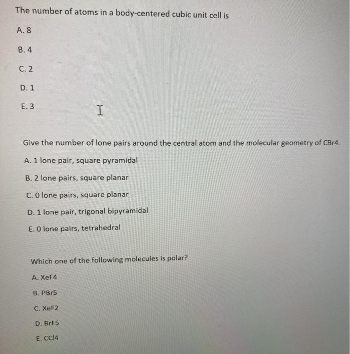 Solved The number of atoms in a body-centered cubic unit | Chegg.com
