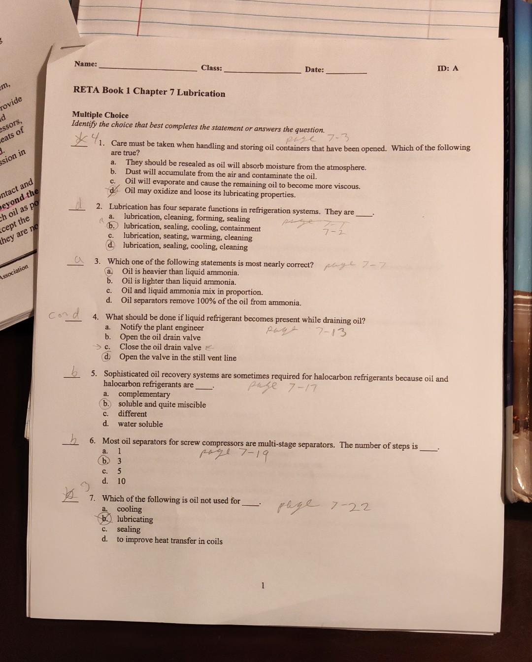 Solved RETA BOOK 1 CHAPTER 7 LUBRICATION HVAC QUESTIONS Q#1. | Chegg.com