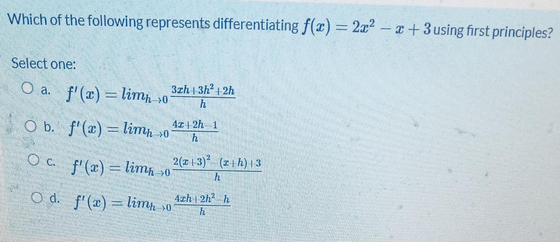 Solved Which of the following represents differentiating | Chegg.com