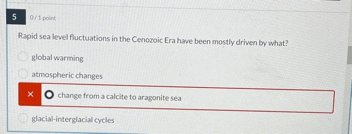Solved Rapid sea level fluctuations in the Cenozoic Era have | Chegg.com