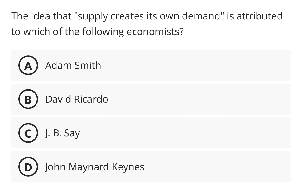 Solved The idea that "supply creates its own demand" is | Chegg.com