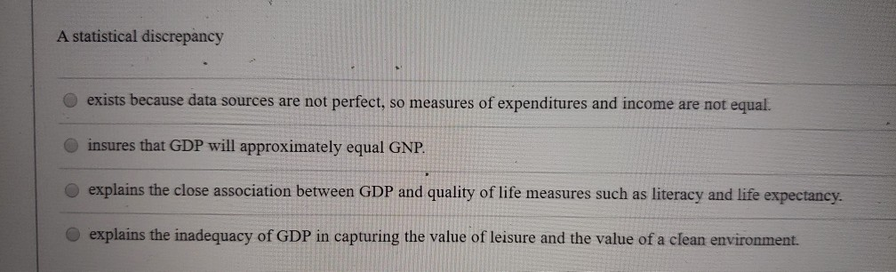 Solved A statistical discrepancy exists because data sources | Chegg.com