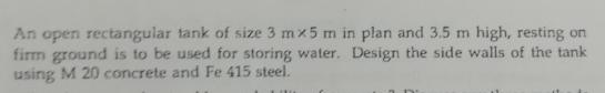 An open rectangular tank of size 3m×5m ﻿in plan and | Chegg.com