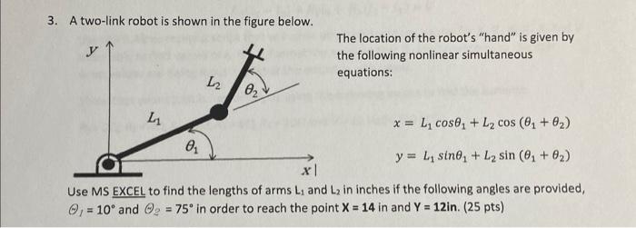 Solved 3. A two-link robot is shown in the figure below. The | Chegg.com