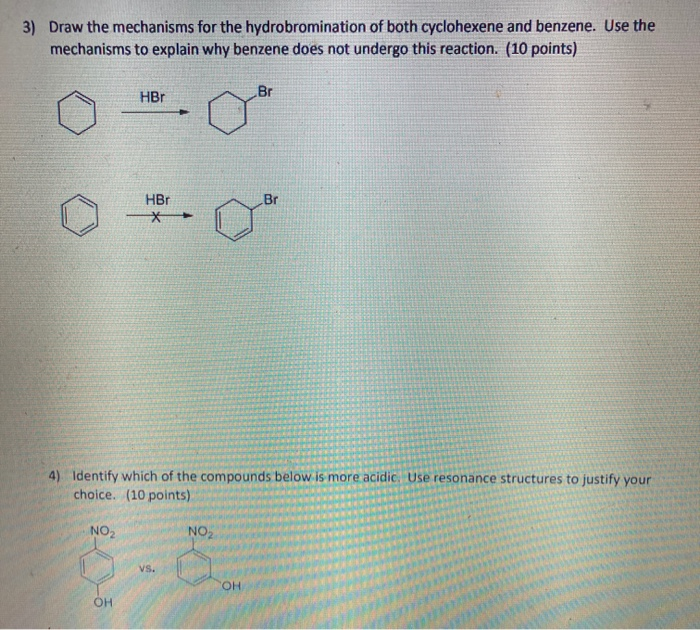 Solved 3) Draw the mechanisms for the hydrobromination of | Chegg.com