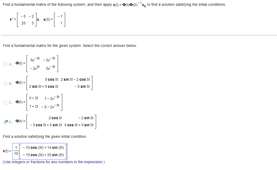 Solved Find a fundamental matrix of the following system, | Chegg.com