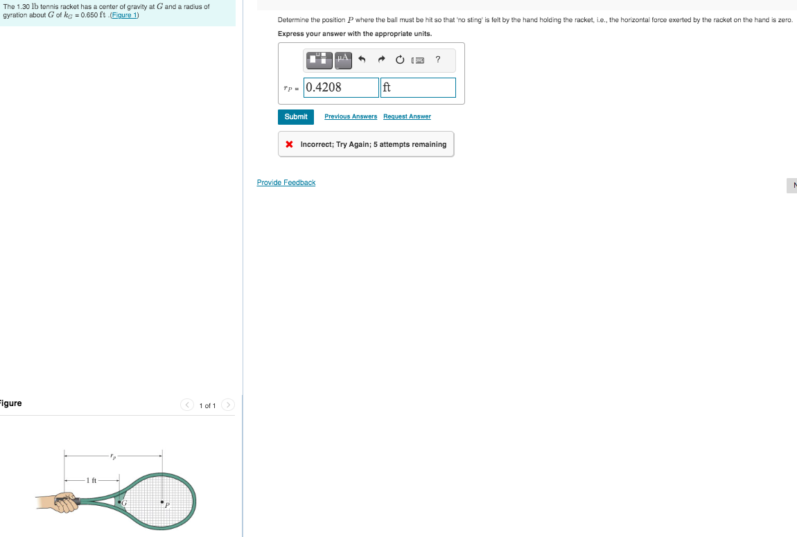Solved The 1.30 ﻿lb tennis racket has a center of gravity at | Chegg.com