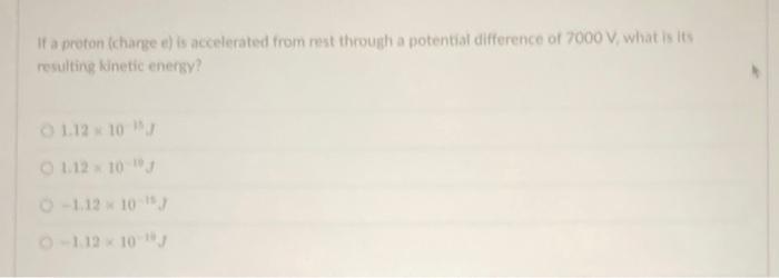 Solved If a profon (charge e) is accelerated from rest | Chegg.com