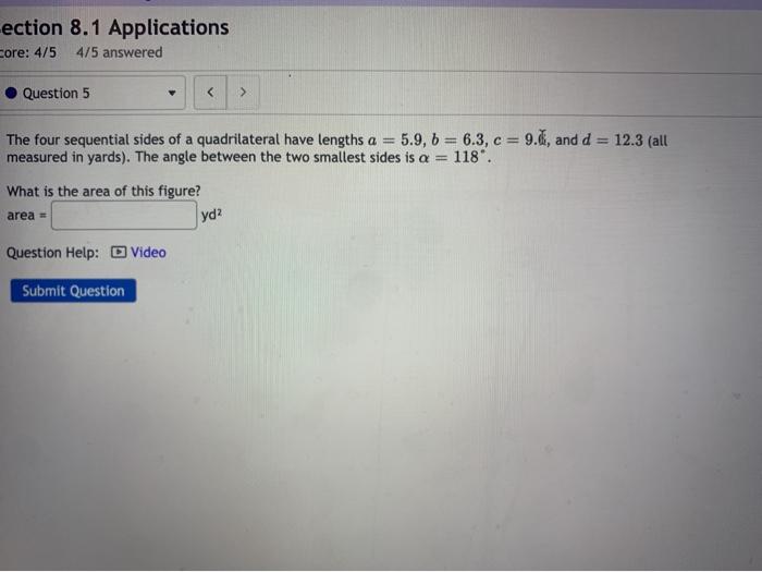 Solved -ection 8.1 Applications Core: 4/5 4/5 answered | Chegg.com