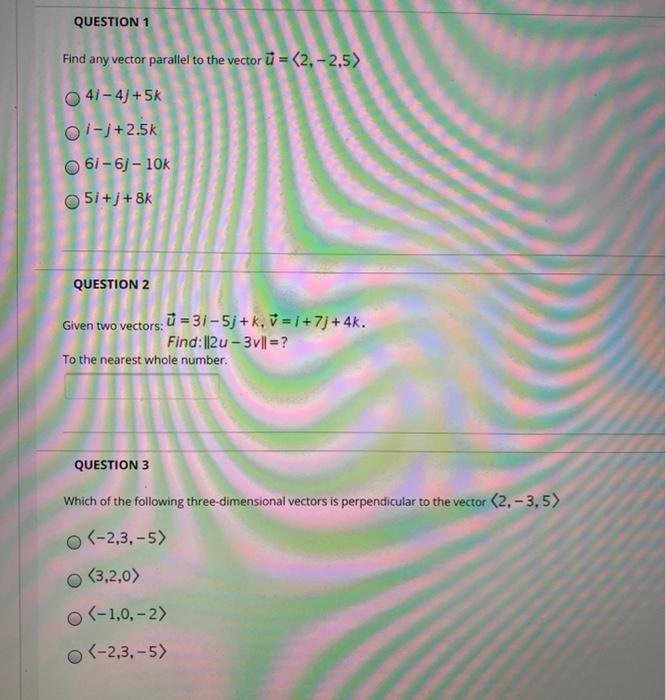 Solved Question 1 Find Any Vector Parallel To The Vector ū 