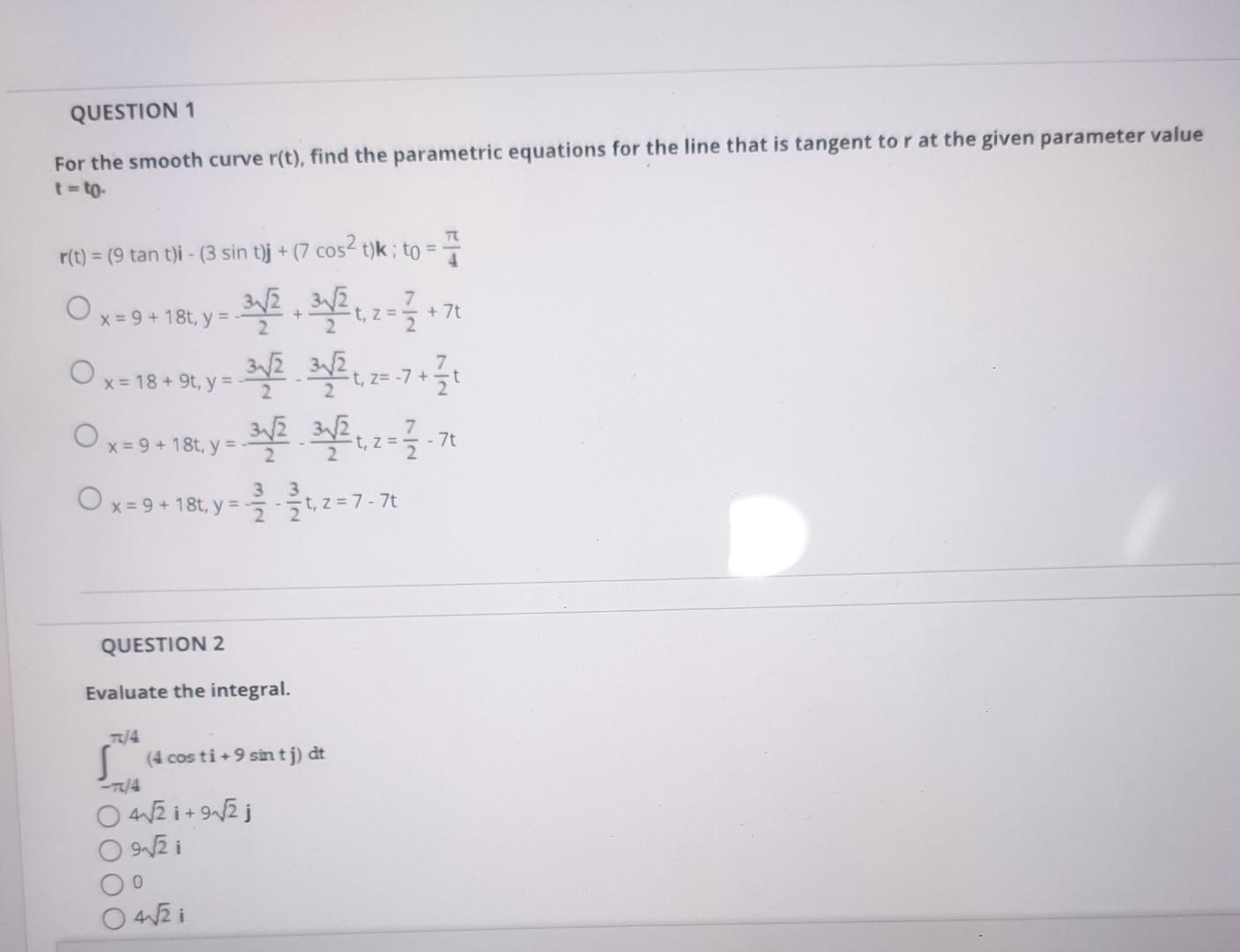 Solved For the smooth curve r(t), find the parametric | Chegg.com