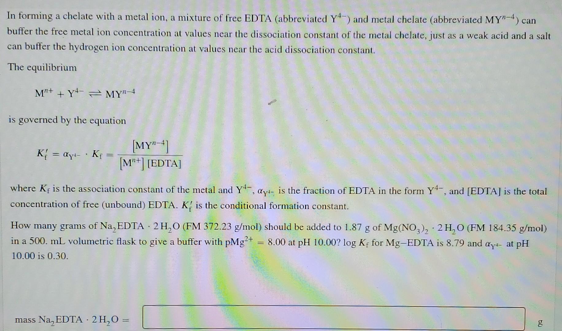Solved a In forming a chelate with a metal ion, a mixture of | Chegg.com