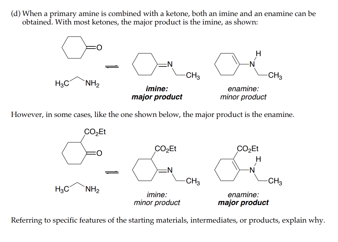 Solved (d) ﻿When a primary amine is combined with a ketone, | Chegg.com