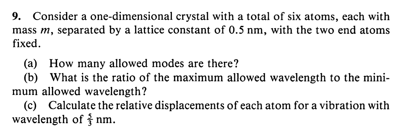 Solved Consider a one-dimensional crystal with a total of | Chegg.com