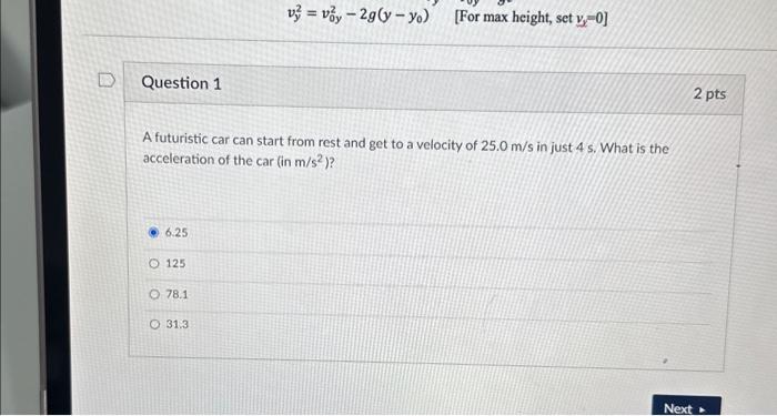 Solved vy2=v0y2−2g(y−y0) [For max height, set vx=0 ] | Chegg.com