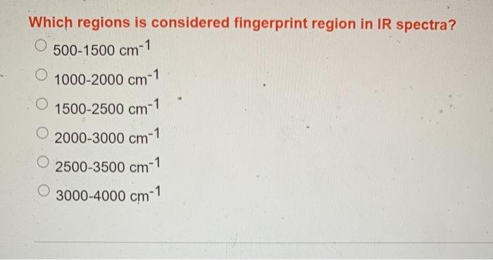 Solved Which regions is considered fingerprint region in IR | Chegg.com