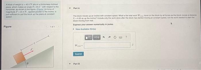 Solved A block of weige w =40.0 N stson a frctioness | Chegg.com