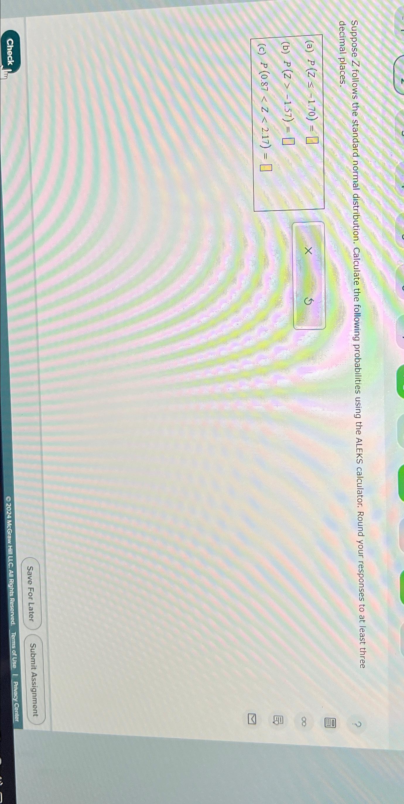 Solved Suppose Z ﻿follows the standard normal distribution. | Chegg.com