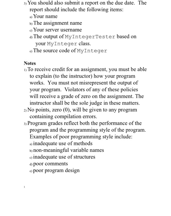 Solved Description Design A Class Named Myinteger The Class 