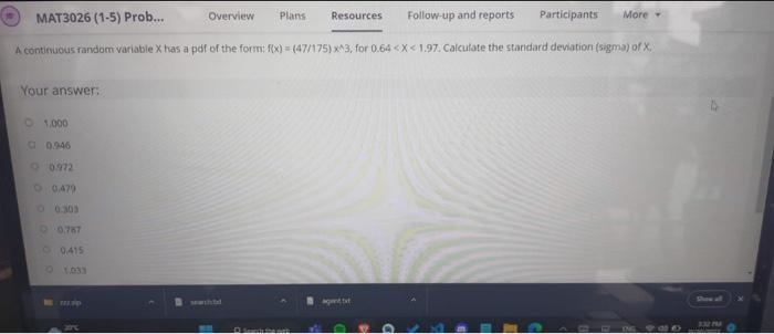 Solved A continuous random variable X has a pof of the form: | Chegg.com